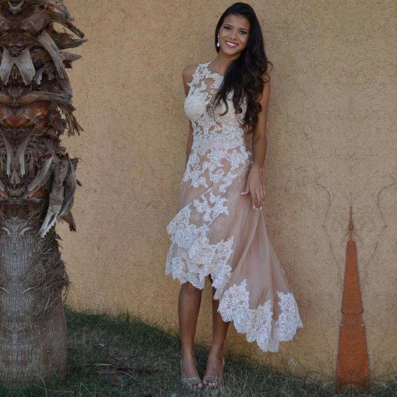 A Line Robe De Bal Scoop Sleeveless Appliques Champagne Long Evening ...