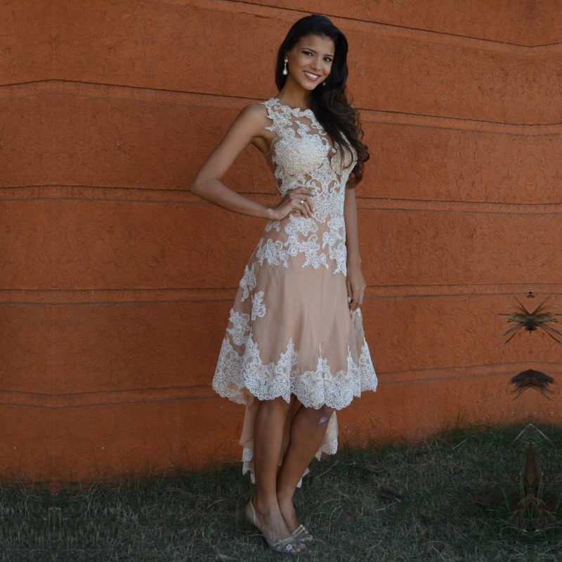 A Line Robe De Bal Scoop Sleeveless Appliques Champagne Long Evening ...